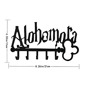 Toaazhy Key Hooks for Wall Decoration,Alohomora Magic Theme,Wall Mounted Hooks Metal Key Holder for Entryway Key Cabinet,Kids Room Decor,Men,Hallway,Dog Leash,Garage,Matte Black,Halloween