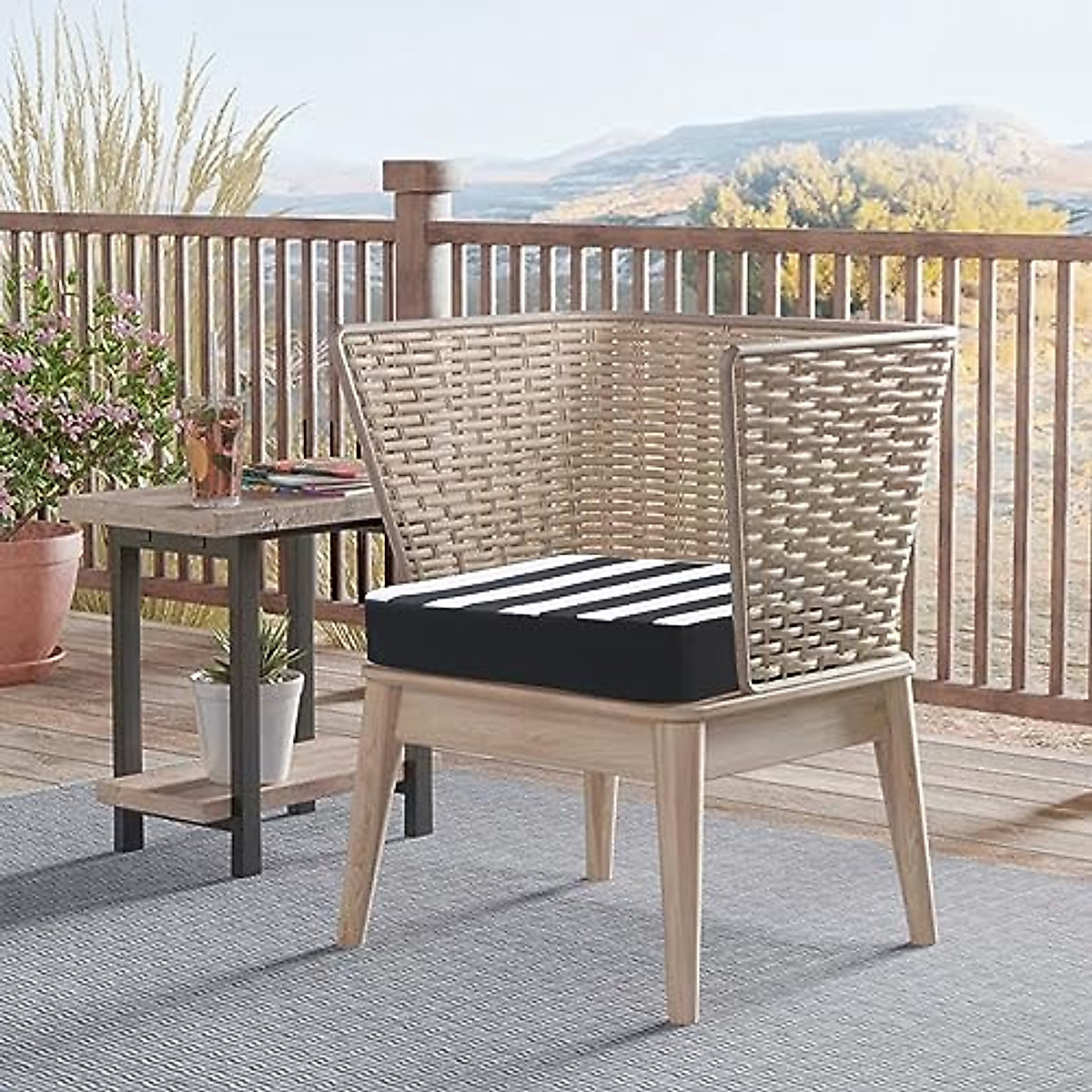 idee-home Outdoor Chair Cushions Set, Thick Outdoor Seat Cushion Waterproof Patio Furniture with Ties, Dining Indoor Chair Pads