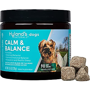 Hyland's Naturals - Dogs - Calm & Balance, 90 Soft Chews, Supports Balanced Behavior, Normal Emotional Balance, Relaxation & Restful Sleep, L-Theanine, GABA & Chamomile, Chicken Liver Flavor