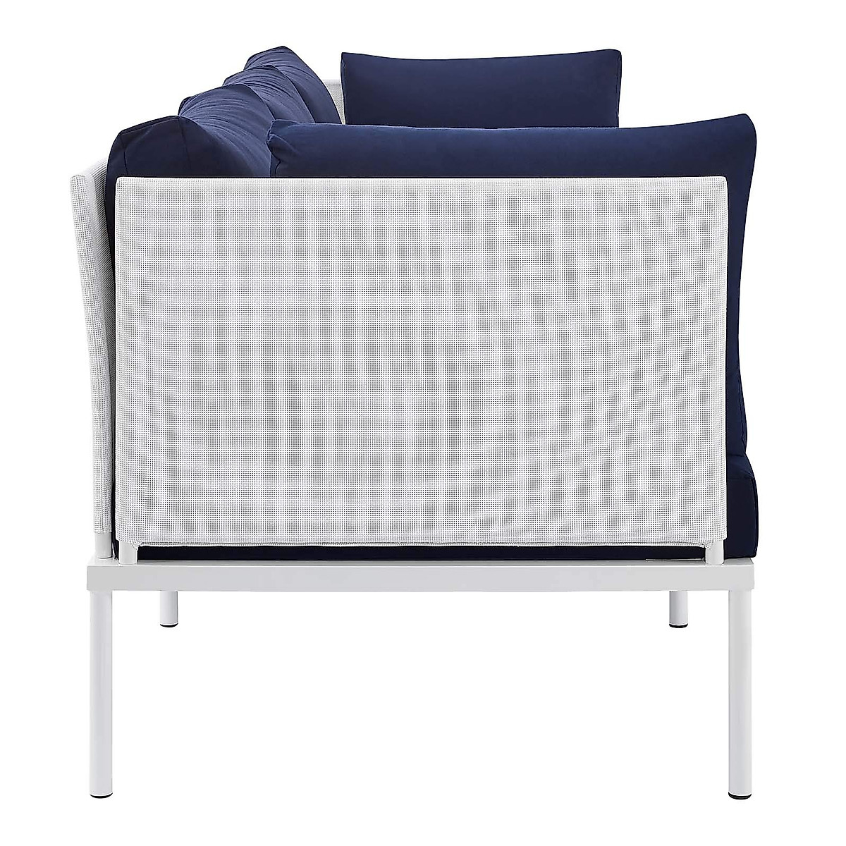 Modway EEI-4967-WHI-NAV Harmony Outdoor Patio Aluminum Sofa, White Navy