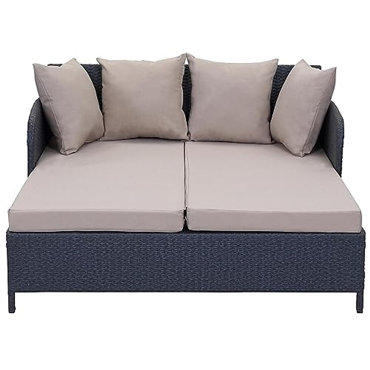 SAFAVIEH Outdoor Collection August Titanium & Sand Daybed