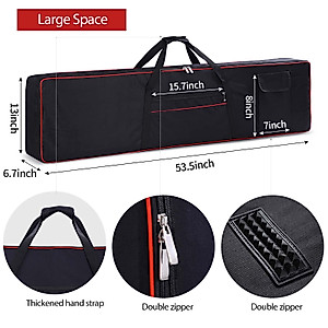 Monkeysell 88 Key Keyboard Case, Keyboard Gig Bag with 2-Pocket Keyboard Bag,600D Durable Oxford Inside Padded Full Coverage Dust for Protect Digital Piano Covers 88 keys 53.5"x13" x 6.7"…