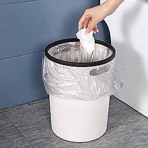 Zhongren 3 Gllon Trash Can Wastebasket Round Plastic Recycling Bin with Handles Garbage Container for Kitchen Office Bathroom Living Room Bedroom Commercial White+Grey-4 Pack