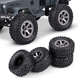 4PCS 1/16 RC Crawler Truck Rubber Tires, Big Grip Remote Control Off Roader Car Sipe Tire 7cm / 2.76inch Diameter