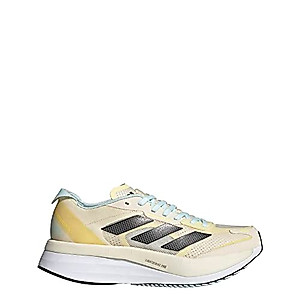 adidas Women's Adizero Boston 11 Sneaker, Ecru Tint/Night Metallic/Beam Yellow, 7