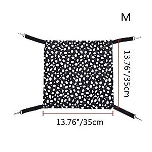2 Pack Small Animal Hammock Soft Fleece Sleeping Bed for Mice Rat Chinchilla Guinea Pig Ferret Kitten Cat Rabbit (M: 13.76x13.76inch, Black White Dot)
