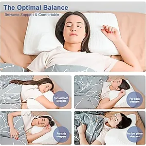 Elviros Memory Foam Cervical Pillow, Ergonomic Contour Pillow for Neck and Shoulder Pain Relief, Orthopedic Sleeping Bed Pillows for Side, Back and Stomach Sleepers (Dark Grey)