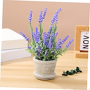 Artificial Flowers Plastic Lavender Arrangements in Pots for Decor 8.7 x 3.1Inch (Purple)