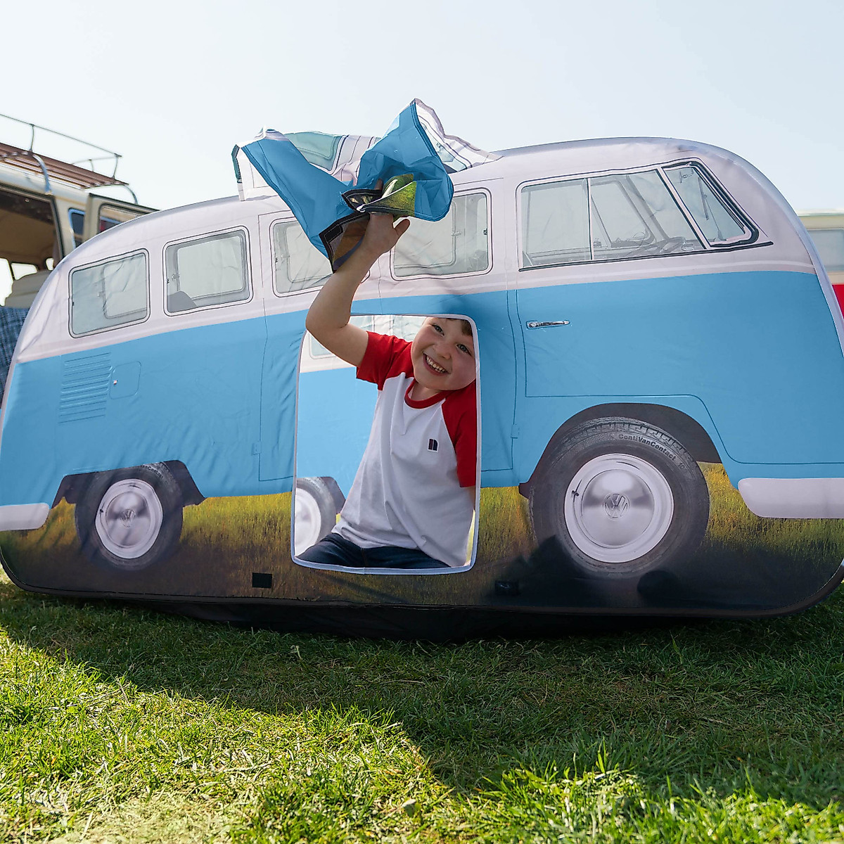 Board Masters Volkswagen Pop Up Kids Play Tent – Outdoor Indoor Instant Beach Sun Shelter Tent for Kids Baby Toddler – VW Camper Van Bus - Multiple Colours