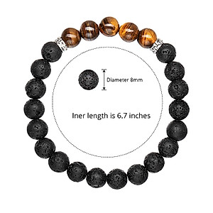 Hicarer 16 Pieces Men Women 8mm Lava Rock Bracelets 7 Chakra Aromatherapy Essential Oil Diffuser Bangle Natural Stone Beads Bracelet
