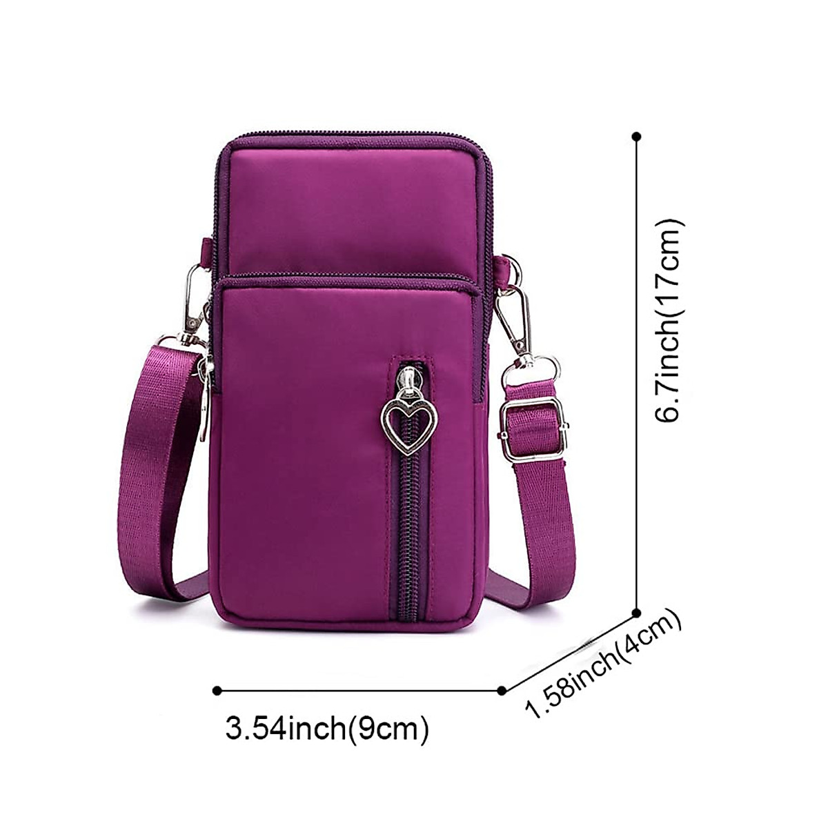 Cell Phone Crossbody Bag Purse Wallet Case Shoulder Bags Armband Arm Bands for iPhone 11 12 13 Pro Max 13 Mini SE/Samsung Galaxy S22 S21 S20 S10 Plus A52 A10s A01 A10e/ TCL A3 A30 10L (Purple)