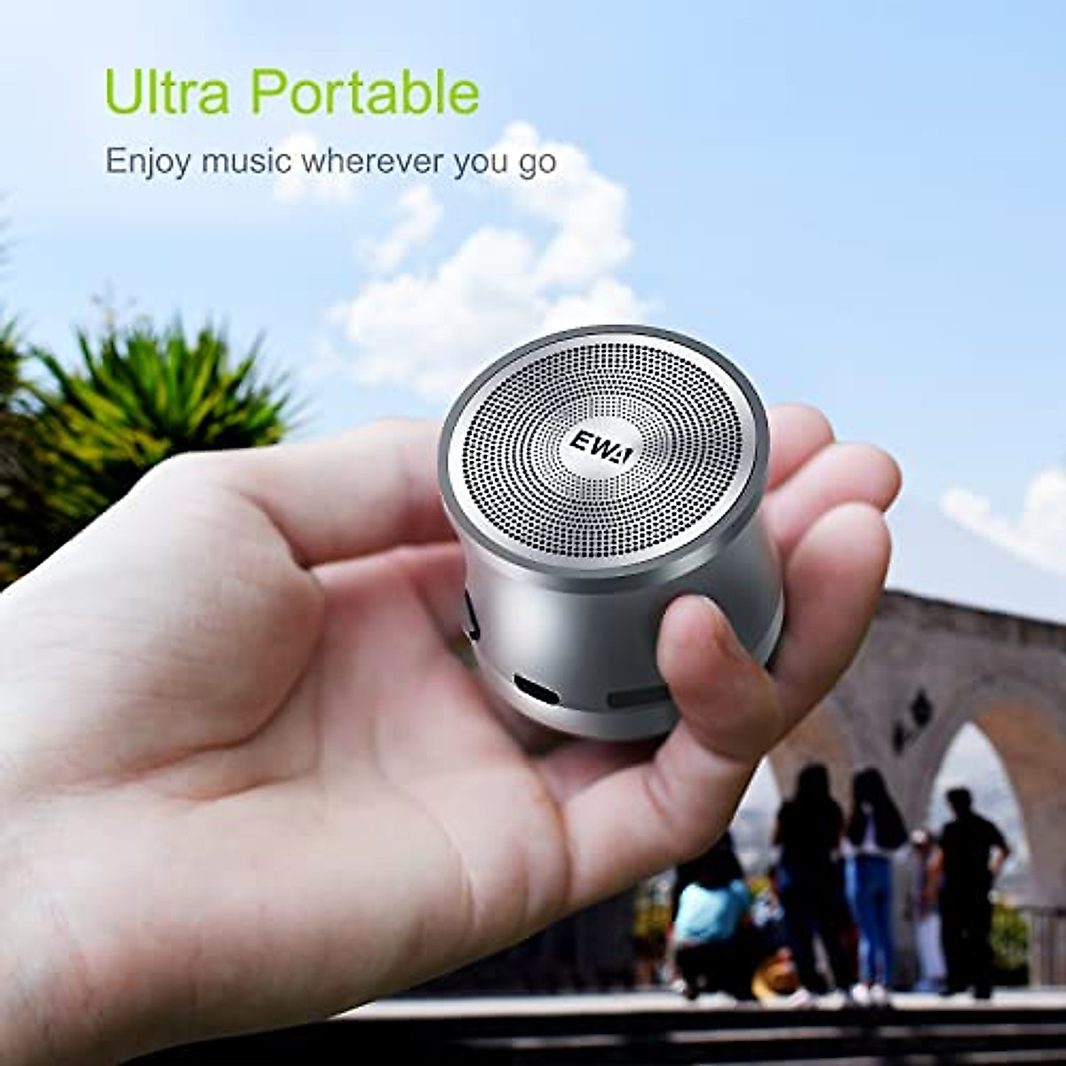 EWA A109mini Bluetooth Speaker with bass Radiator, Enhanced Impactive Bass, Portable Loud Speaker, Perfect Travel Wireless Speaker for Home, Hiking and More (Gray)