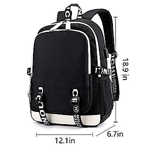 Casual Business Luminous Laptop Backpack USB Headphone Port University Student Men Women School Bag Outdoor Travel Bookbag (Ghost face)