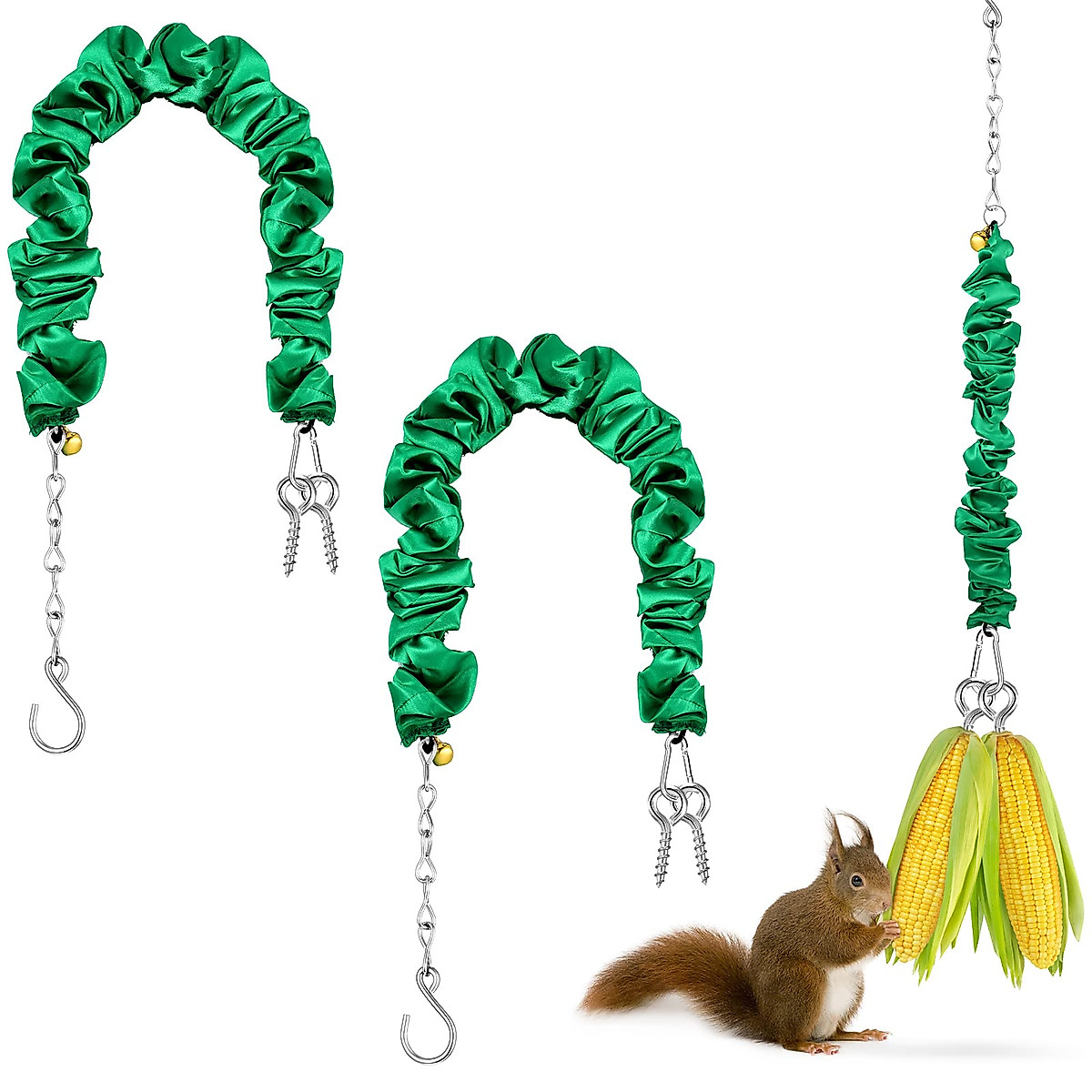 2 Pcs Bungee Squirrel Feeder Squirrel Feeder for Outside Corn Cob Holder for Squirrels Funny Squirrel Feeder for Garden Backyard Feeding Supplies