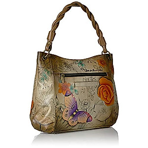 Anna by Anuschka Medium Slim Shoulder Bag, Floral Paradise Tan