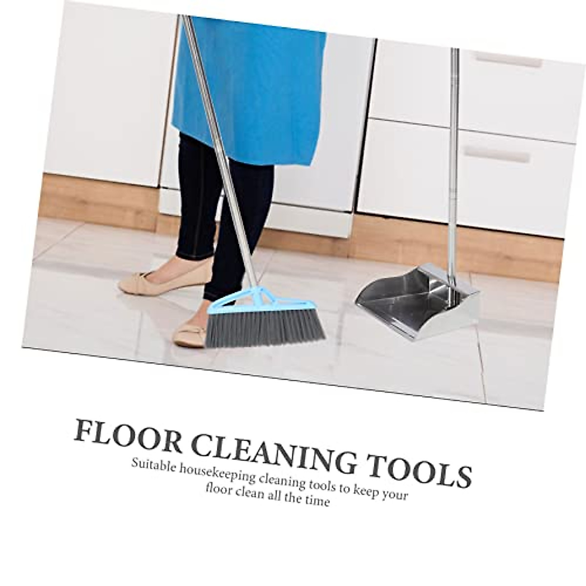 Alipis 2 Sets Stainless Steel Trash Shovel Office Bin Dustpan Kit Trash Bin Outdoor Bathroom Cleaning Room Cleaning Broom Stainless Steel + Plastic Cleaning Shovel Handheld