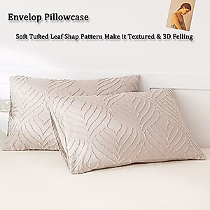 Warmarky Camel Leaf Shape Tufted Duvet Cover King(91''x 102'') Size Light-Weight, Textured Bedding Comforter Cover Set, 1pcs Duvet Cover & 2pcs Envelop Pillowcase(NO Comforter)