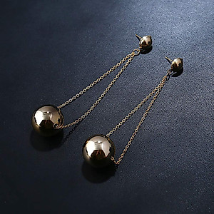 Doubnine Long Chain Earrings Metallic Ball Gold Drop Dangle Modern Threader Earrings Wedding Bridal Jewelry for Women