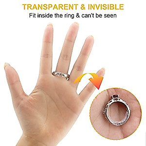 Ring Sizer Adjuster for Loose Rings, 16 Pack 8 Sizes Silicone Invisible Ring Size Reducer Guards for Men Women Wide Band Rings