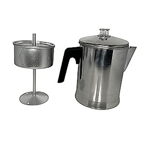 Mirro 9 cup Aluminum Coffee Percolator for indoor and outdoor, Camping Use, Silver (MIR-50021)