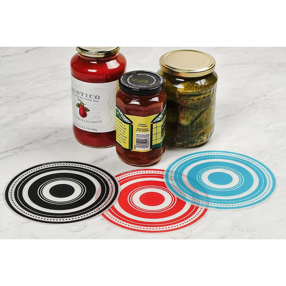 RSVP International Silicone Multi-Purpose Kitchen Tool Jar Opener/Non Skid Pad for Mixing Bowls, 6.5" Round, Black