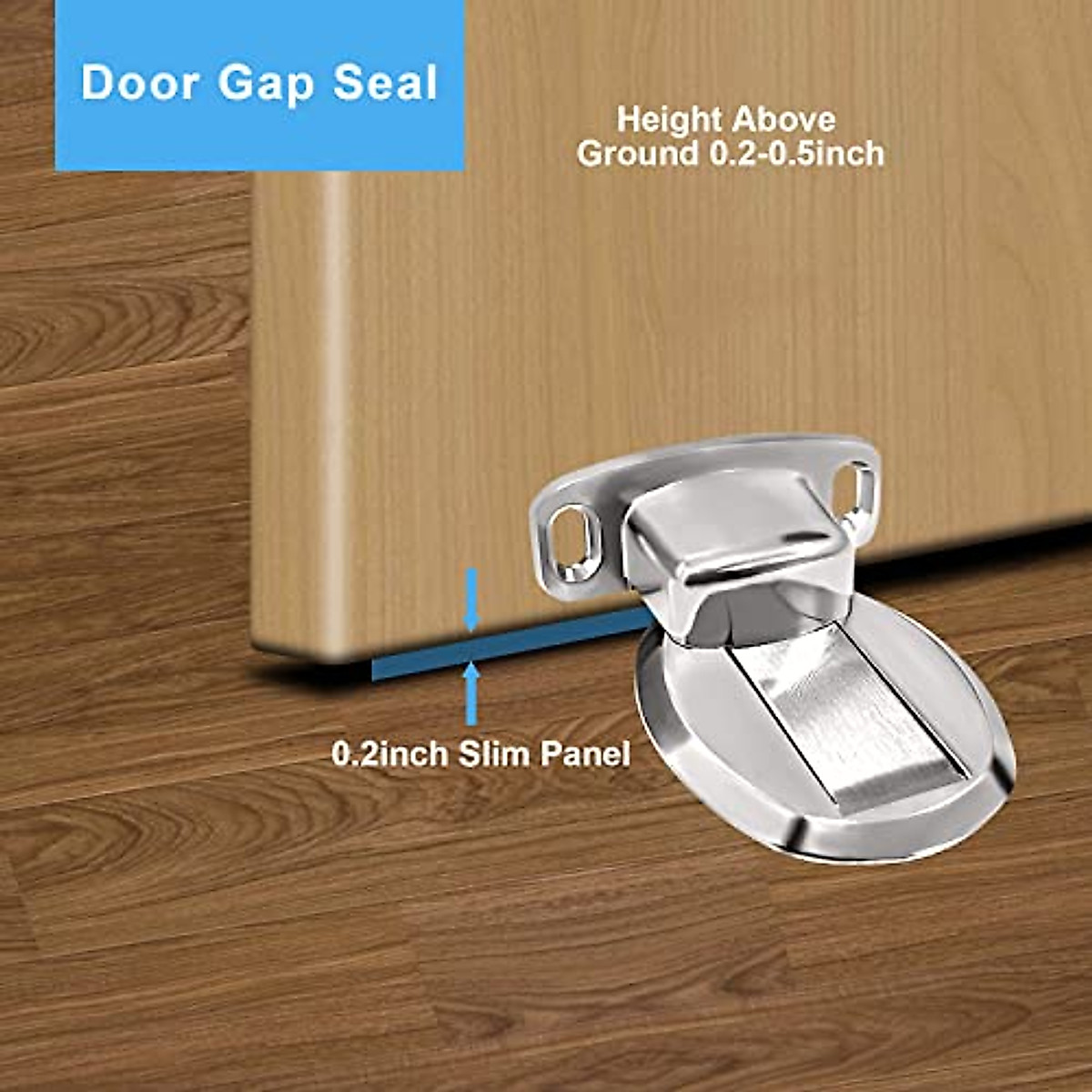 GGIENRUI Magnetic Door Stopper Floor Door Stop Magnetic Heavy Duty Door Holder for Keep Door Open with 3M Self Adhesive and Conceal Screw Mount, 2pcs, Silver