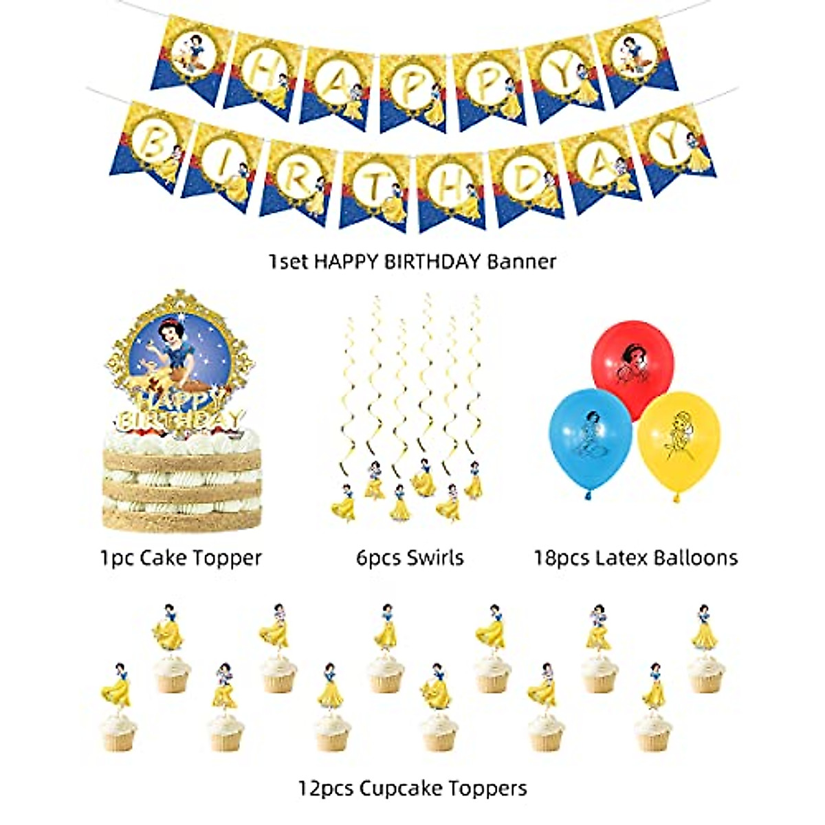 Nice Orange Birthday Party Supplies for Disney Princess, Snow White Theme Party Decoration