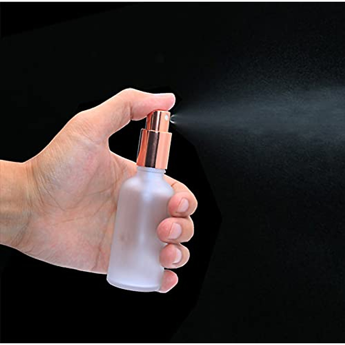 6 Pack 2 Oz Frosted Glass Spray Bottles with Fine Mist Atomizer,Rose-Golden Pump Cap,Empty Protable Travel Liquid Holder Containers for Perfume,Essential Oils-Stickers,Pipette&Funnel Included