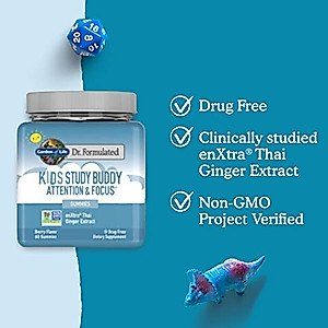 Garden of Life Attention & Focus Kids Gummies Study Support Supplement for Brain, Memory - Apple Chewable Vitamins for Children & Teens on Task in School, Dr Formulated Vegan, Drug Free - 30 Servings