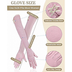 3 Pairs Women UV Sun Protection Driving Gloves UV Long Sun Protective Touchscreen Gloves for Outdoor Sports Summer (Pink, Beige, Gray)