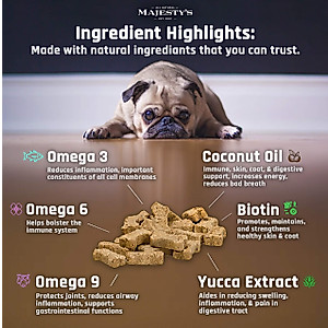 Majesty's Buddy Bites Skin and Coat Wafers for Small / Medium Dogs - Superior Skin, Coat, and Immune Support Supplement - Peanut Butter and Coconut Oil Flavored - 1 Pack (28 Count)