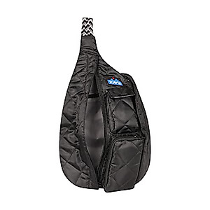 KAVU Mini Rope Puff Bag Sling Crossbody Backpack Travel Quilted Purse-Black