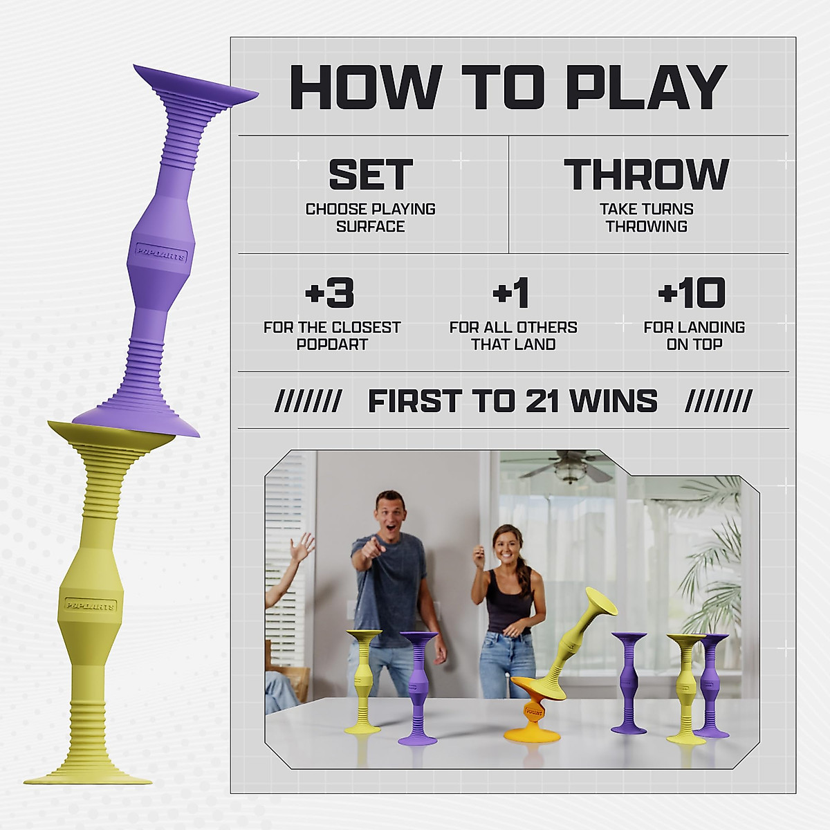 POPDARTS Pro Pack Game Set (Purple and Yellow) - Indoor, Outdoor Suction Cup Throwing Game - Competition with a POP
