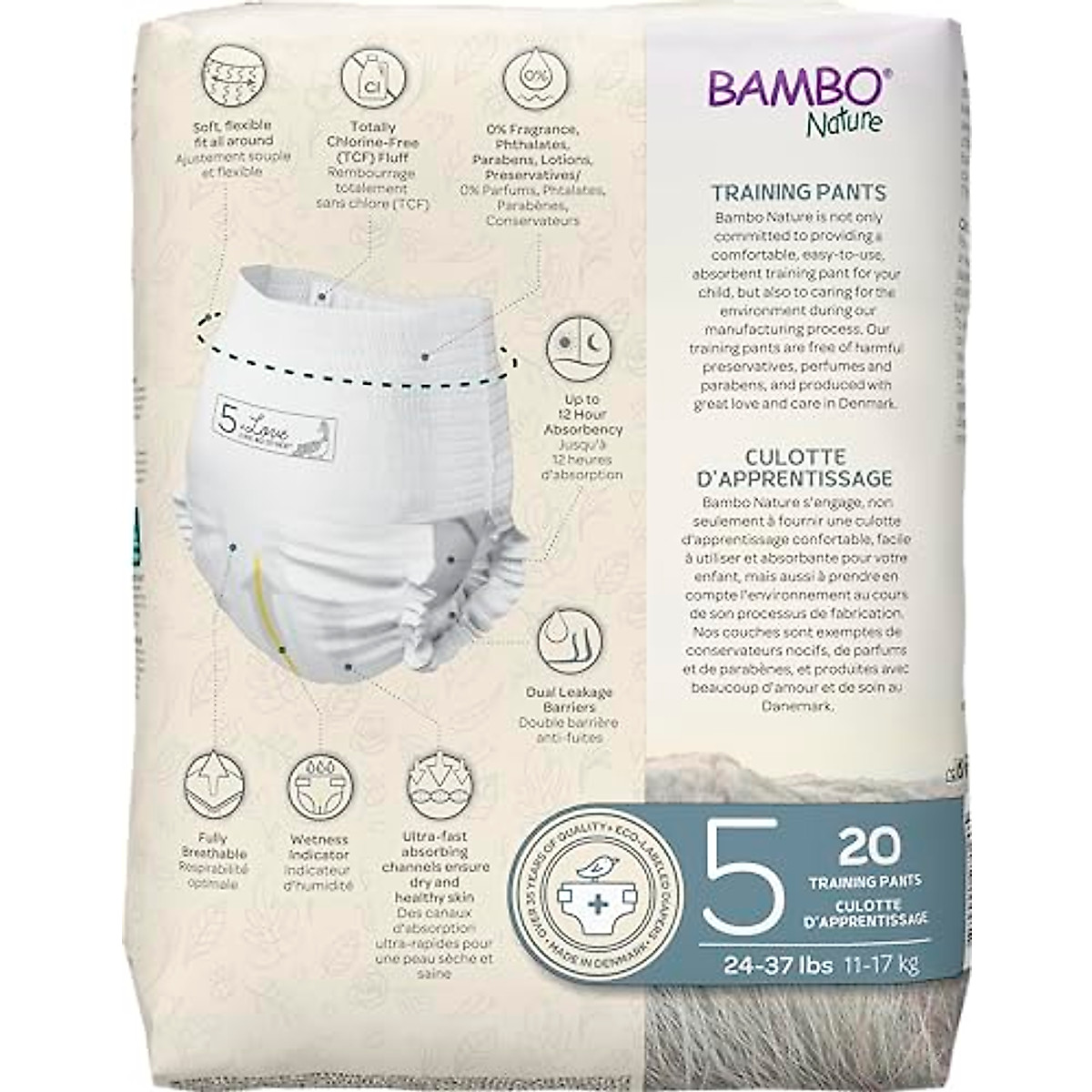 Bambo Nature Premium Training Pants (SIZES 4 TO 6 AVAILABLE), Size 5, 100 Count