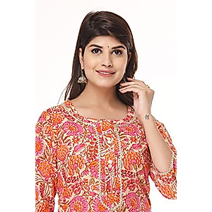 Vihaan IMPEX Indian Multicolor Kurti Set for Women with White Pant