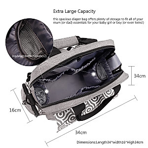 Lmbabter Diaper Bag Backpack with Changing Station Large-Capacity Mommy Baby Bag Convertible Diaper Bag Tote with Shoulder Strap (Grey)