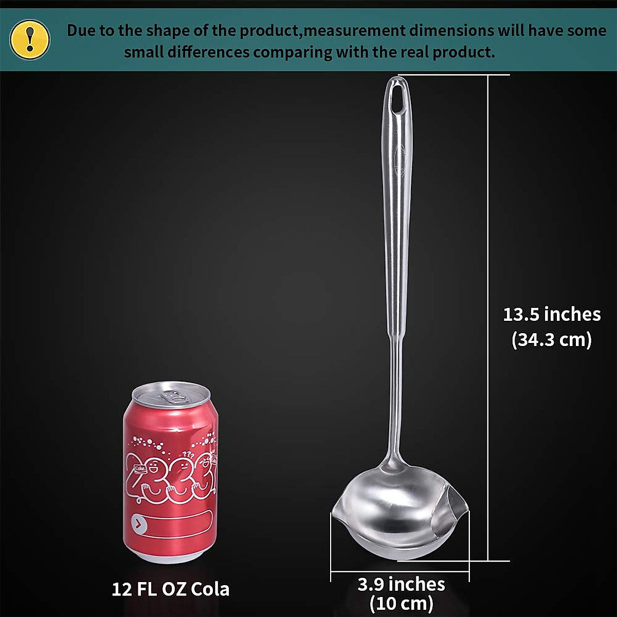 Newness Fat Separator, Durable 304 Stainless Steel Gravy Separator Skimmer with Vacuum Ergonomic Round Handle, Kitchen Cooking Fat Remover Strainer Spoon for Soups, Sauces, Stews and More, 13.5 Inches