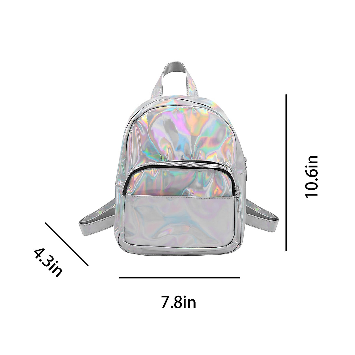 MOSSTYUS Small Holographic Backpack Rainbow Shoulder Bag Metallic Satchel Shiny Travel Daypack for Women Men Lady