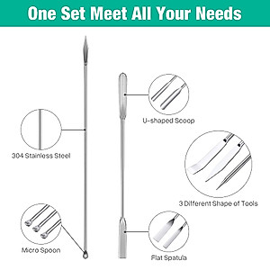 Pack of 5 Capsule Filling Kit for Empty Pill Capsules Filler, Opret Lab Spatula Micro Medicine Spoon, Tiny Spoons Scoop for Powder, Stainless Steel Gel Cap Filler Size #000 00 0 1