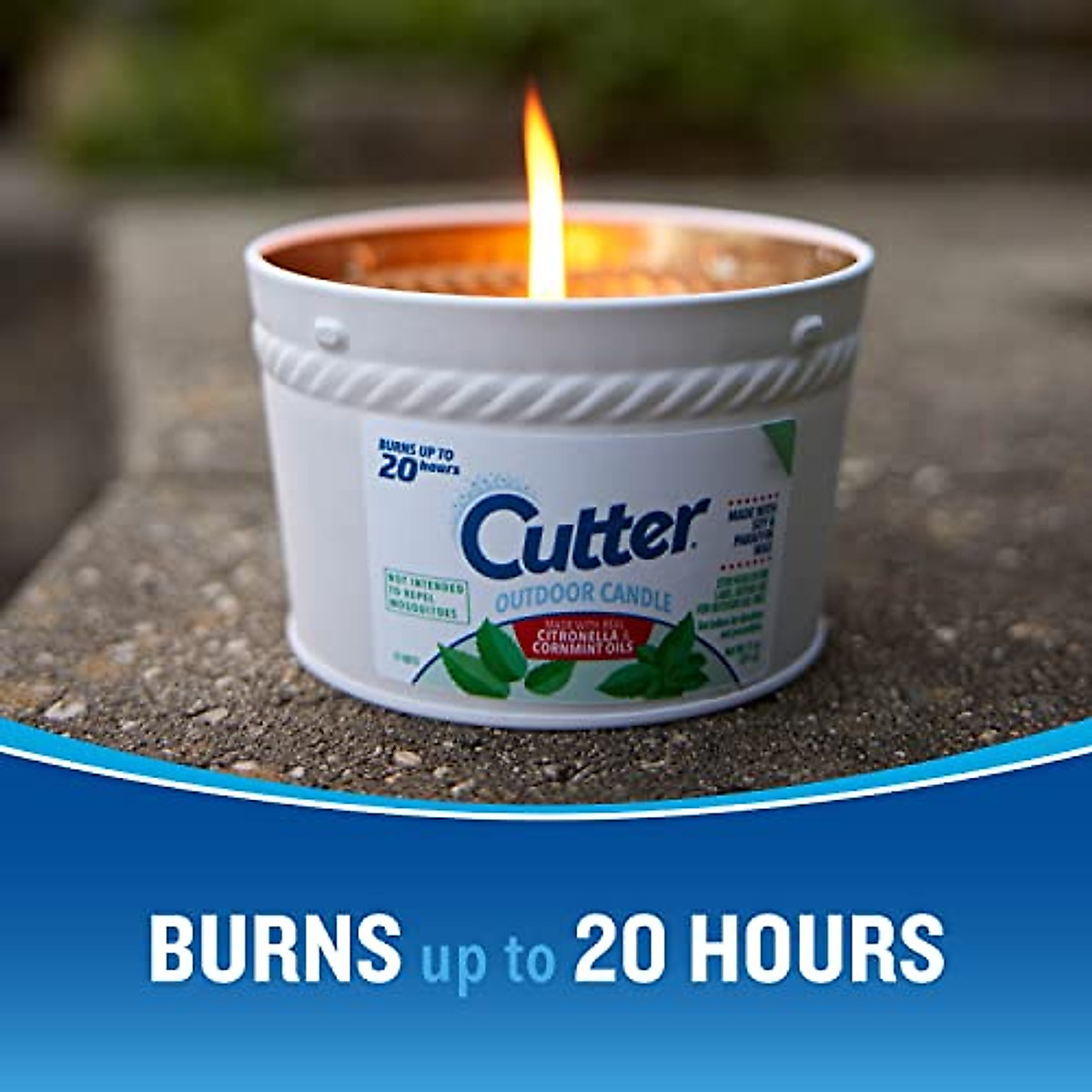 Cutter Citronella and Cornmint Outdoor Candle, 11 ounces, Made with Soy Wax for Outdoor Use