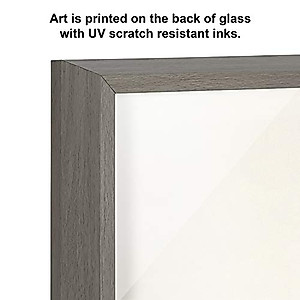 Kate and Laurel Blake Three Little Bears in Vintage Bathtub Framed Printed Glass Wall Art by Amy Peterson, 18x24 Gray, Adorable Woodland Animal Art for Wall