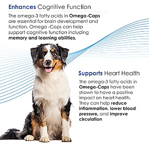 Omega-Caps for Medium Breeds-Vet Formulated for Joint & Heart Health, Healthy Radiant Skin & Coat, Reduces Shedding. Contains Omega 3 for Immune System Support, Easy to Dose Soft Gel Capsules 180 CT