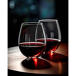 LUXU Stemless Wine Glasses(Set of 6)-20 oz,Crystal Wine Cups for Red or White Wine,Large Water Juice Glasses,No Stem Glass Beverage Cups,Clear Drinking Tumblers for Any Occasion