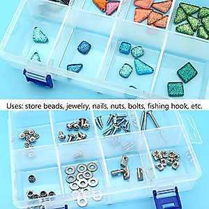 TOPINSTOCK Plastic Compartment Storage Box With Adjustable Divider Removable Grid Compartment for Jewelry Small Accessories Hardware Fitting (8 Grids-Large x 1 Pack)