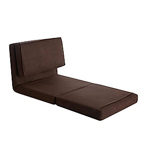 Urban Shop Ultra Suede Convertible Flip Chair, L28.5 x W29.53 x H23.0, Brown