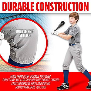 Franklin Sports unisex child Grey Baseball and Softball Pants Boys Girls Youth Pants , Gray, X-Small US