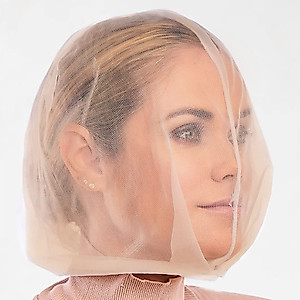 Betty Dain Makeup Protector Hood, Protects Hair and Make Up While Getting Dressed, Nylon Chiffon, Light and Airy, Triple Protection, Zipper closure, Machine Washable, Beige