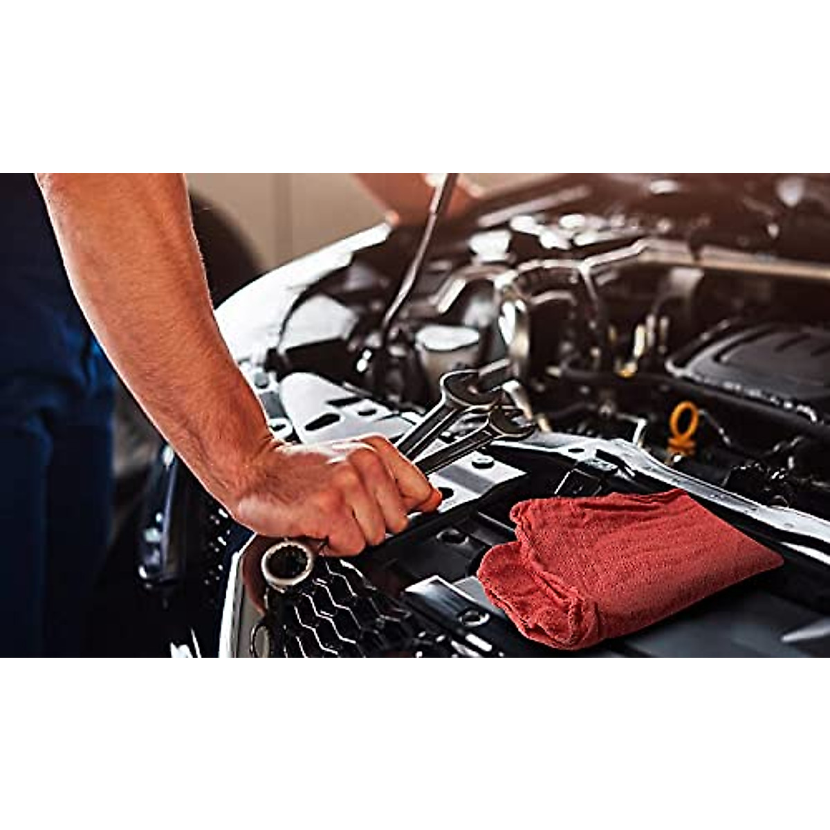 TOALLA Cotton Shop Towels Red – (Pack of 150) Size 14x14 Inches Cleaning Rags – Absorbent Shop Rags and Multipurpose Cleaning Towels for Automobiles, Industries, Garage and Homes