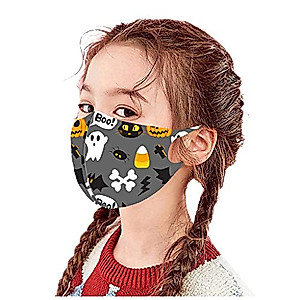 5Pcs Cute Halloween Facemasks For Kids Children Mercerized Cotton Cartoon Breathable Washable Reusable Face_Mask