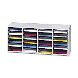 Safco Products Wood Adjustable Literature Organizer, 24 Compartment, 9423GR, Gray, Durable Construction, Removable Shelves, Perfect for Home, Office & Classrooms. Stackable,16.4'x39.4'x11.8'